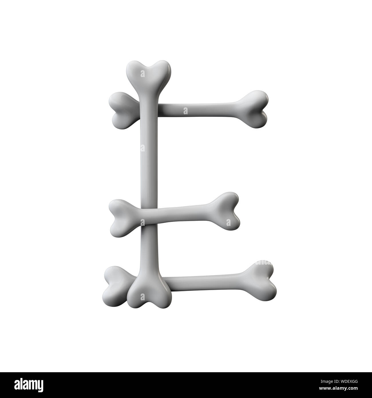 Letter E bone font. Halloween alphabet letter. 3D Rendering Stock Photo ...