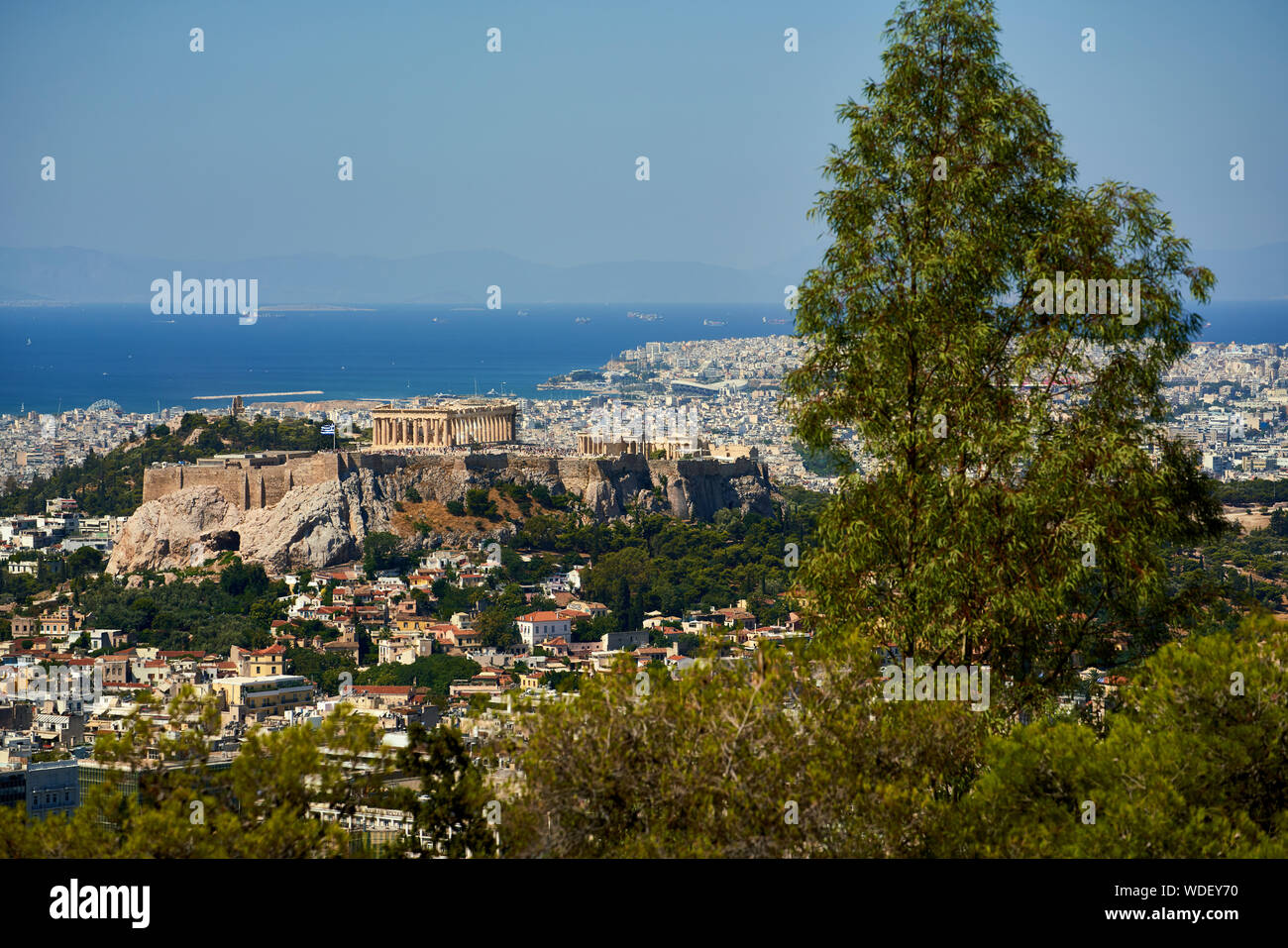 View of The Parthenon and the Acropolis in the centre of Athens in ...