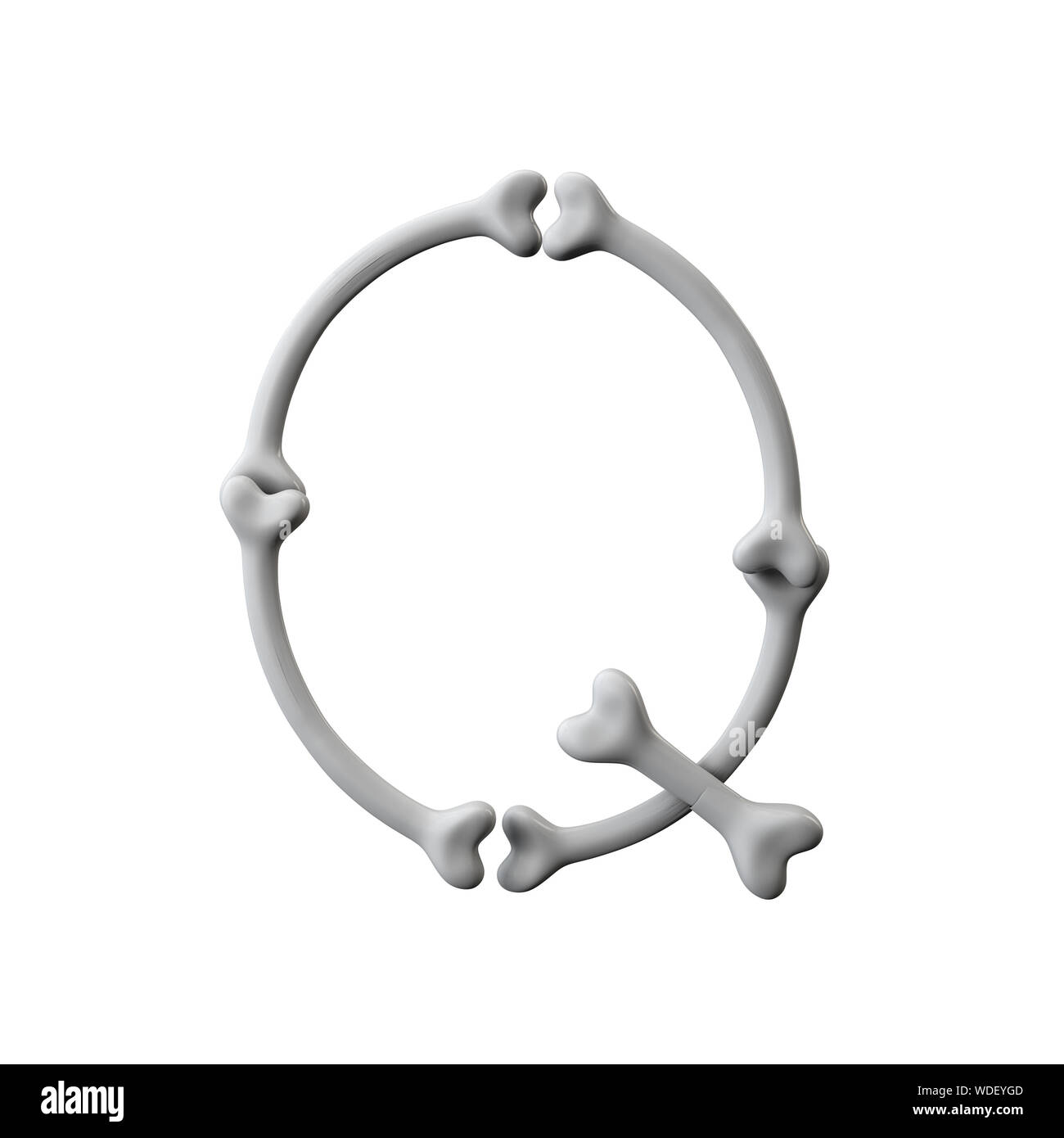 Letter Q bone font. Halloween alphabet letter. 3D Rendering Stock Photo ...