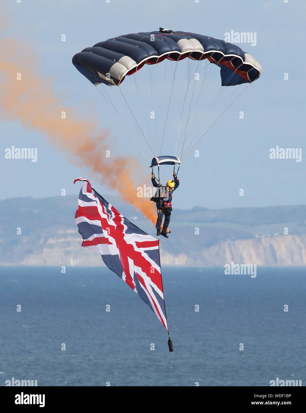 A member of the Tigers Freefall Parachute Display Team performs for the ...