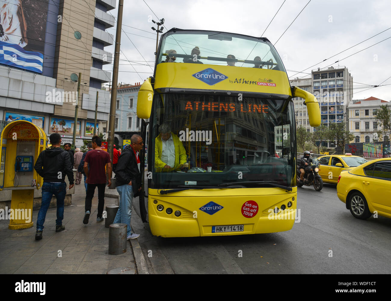 Athens, Greece - Oct 10, 2018. Double-deck tourist bus in Athens ...