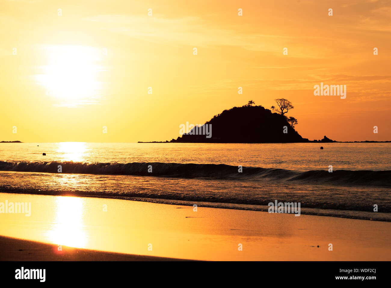Golden tropical sunset in the Philippines. Palawan Island Stock Photo ...