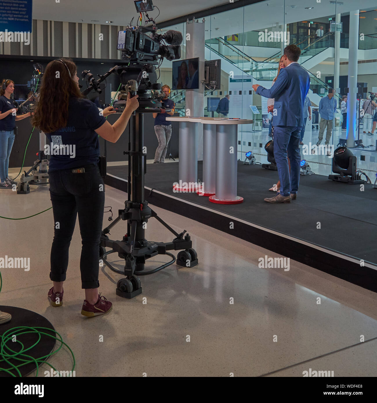 Hannover, Germany, August 24., 2109: Camera team with a camera woman of ...