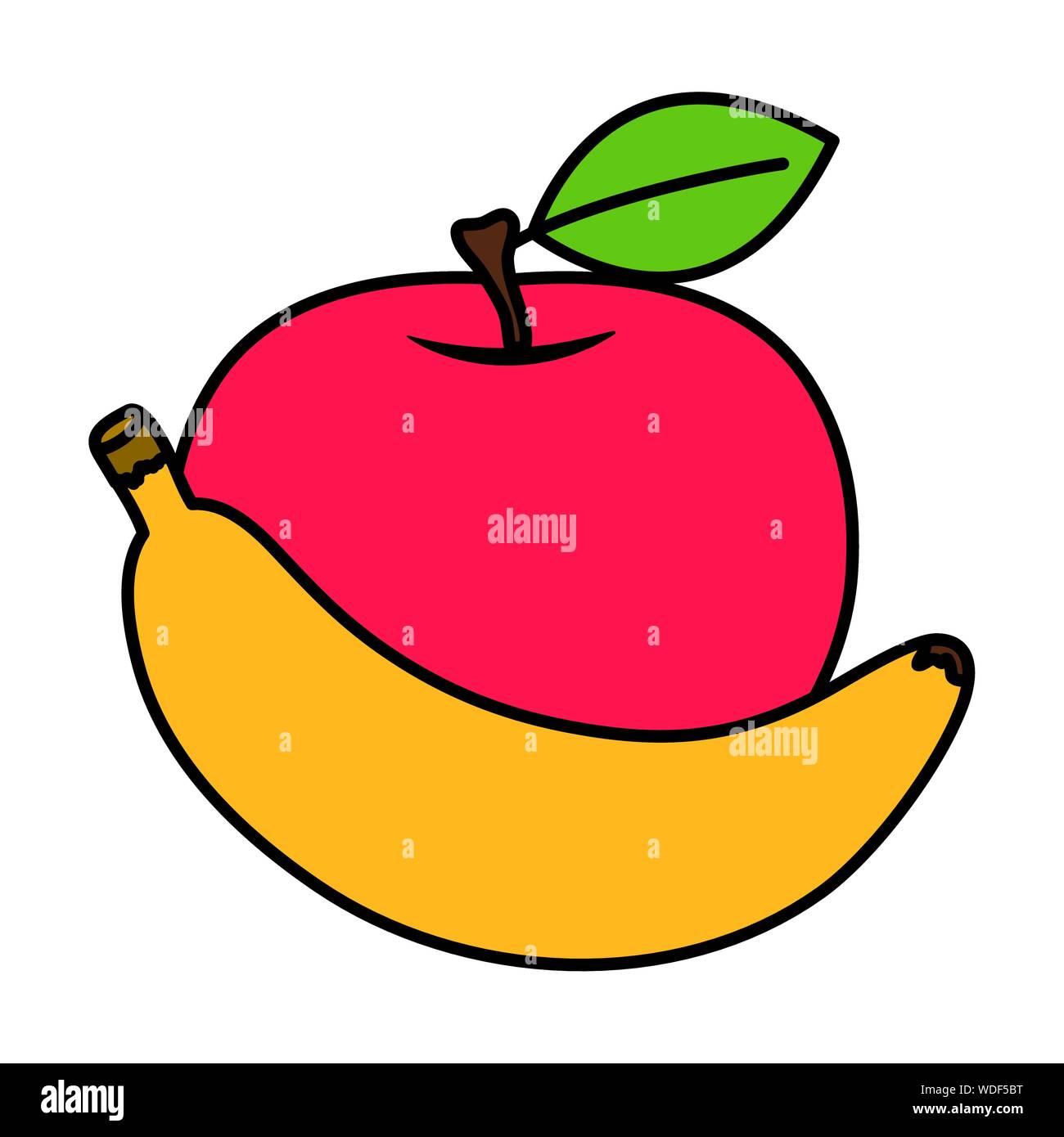 fresh apple and banana fruits vector illustration design Stock Vector ...