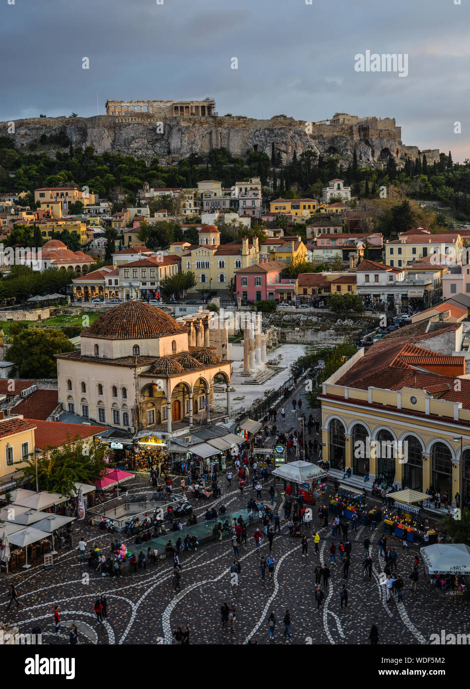 Athens, Greece - Oct 12, 2018. Night scene of Monastiraki Square and ...