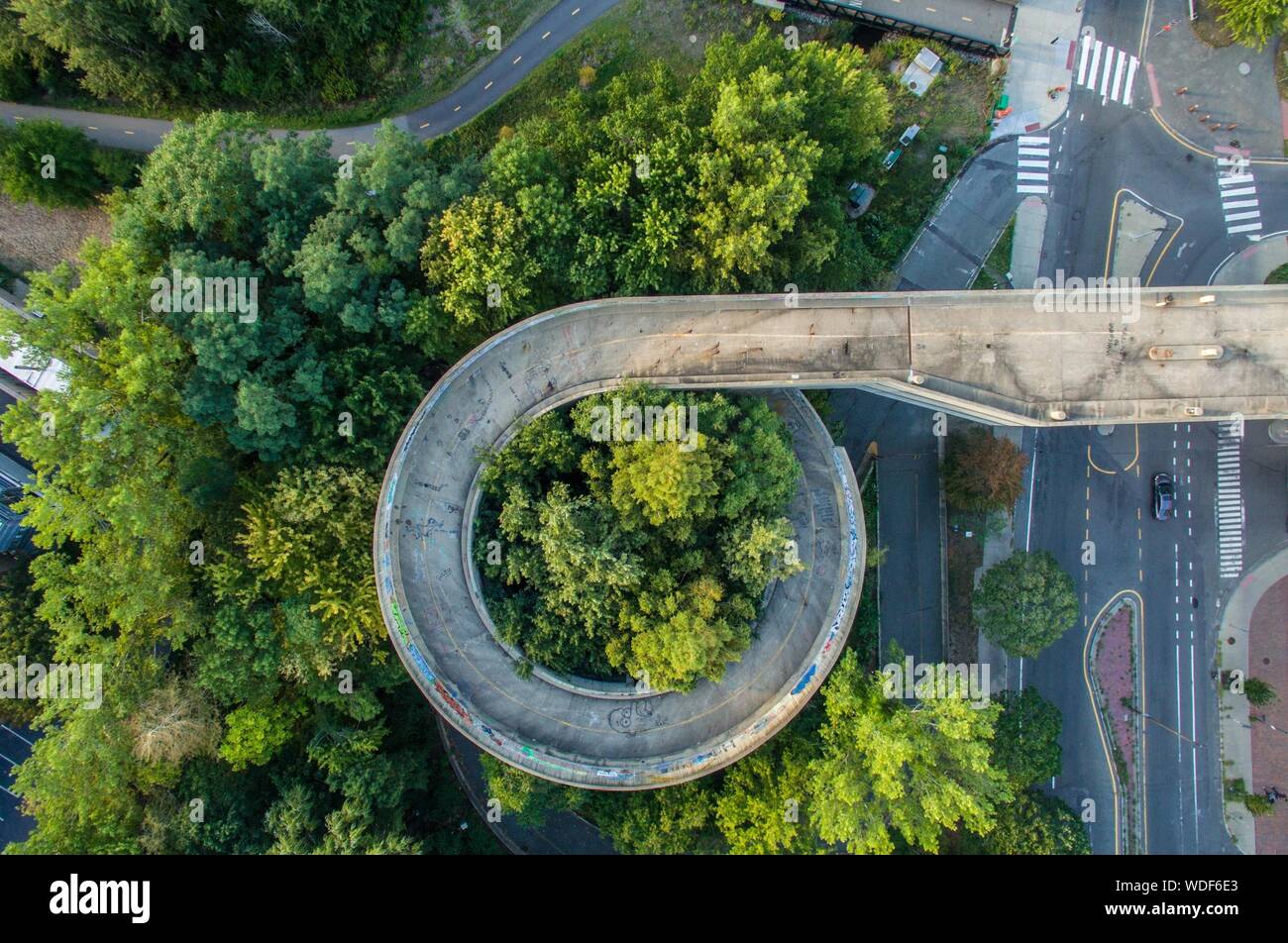 Aerial View Of Curved Highway Stock Photo - Alamy