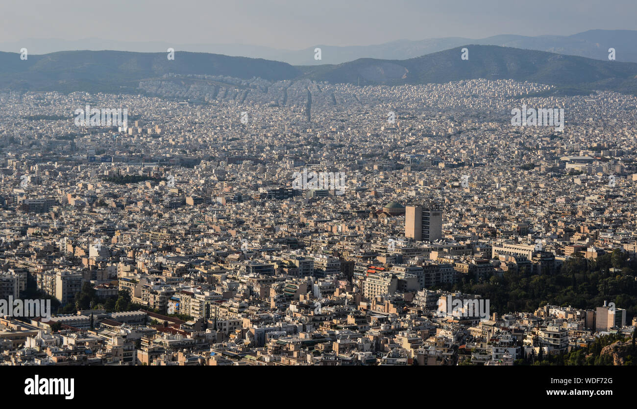 Aerial view of Athens, Greece. Athens is a tourist attraction that ...