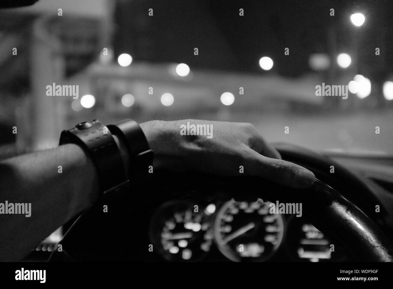 Person driving car Black and White Stock Photos & Images - Alamy