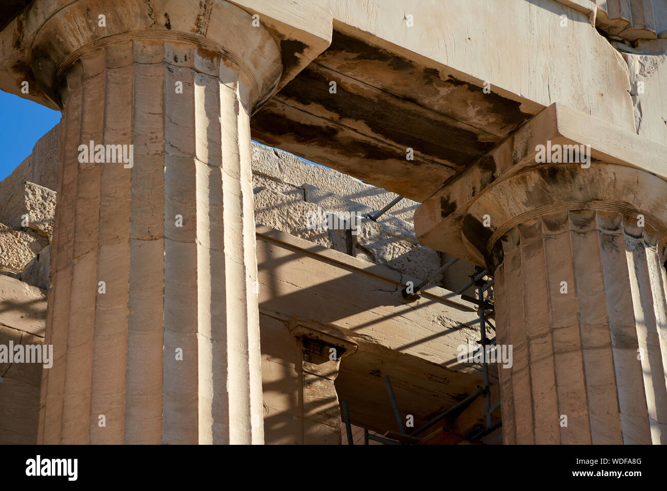 The Parthenon temple, under scaffolding, on the Acropolis in Athens, Greece Stock Photo - Alamy
