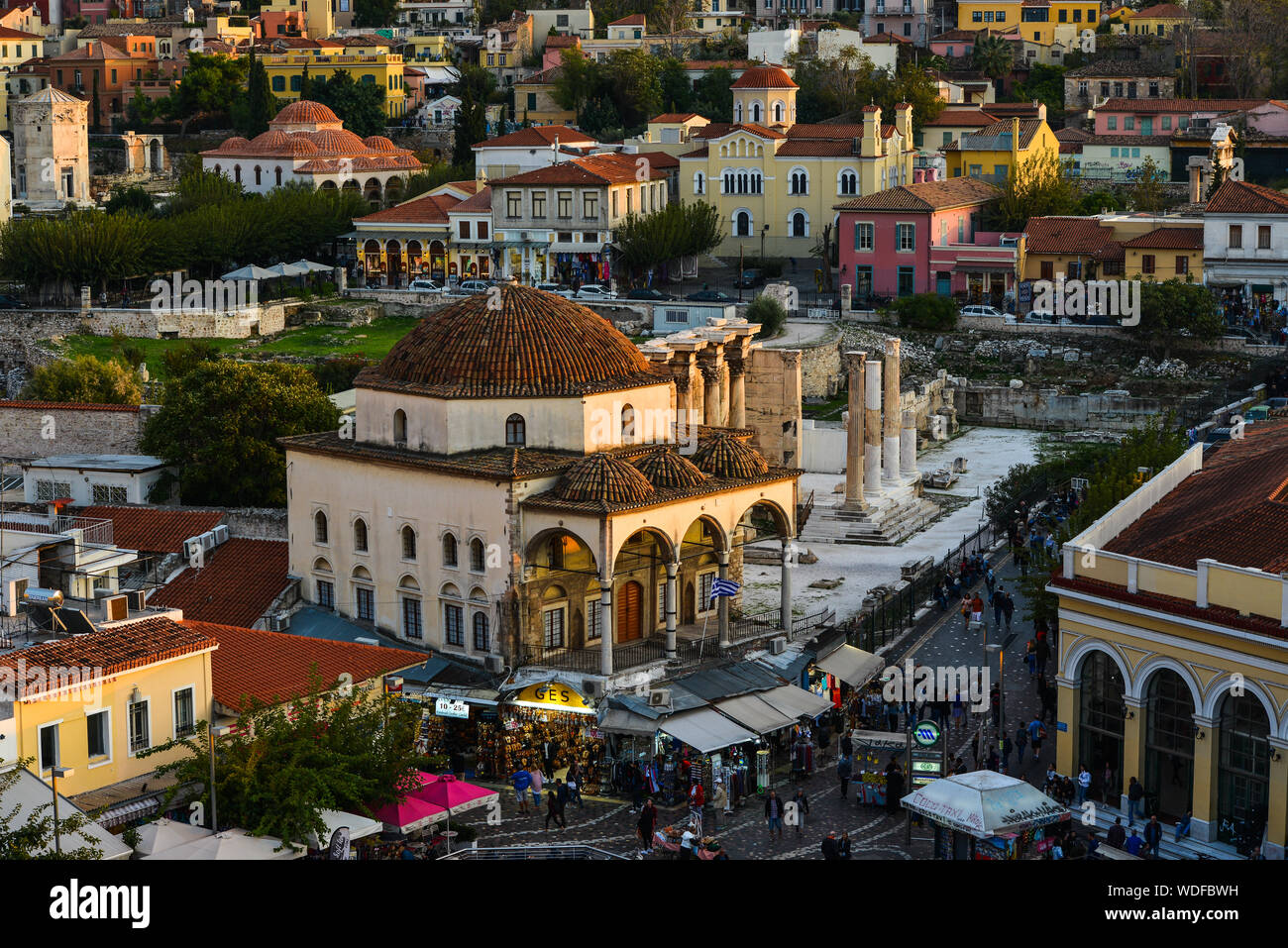 Athens, Greece - Oct 12, 2018. Night scene of Monastiraki Square and ...