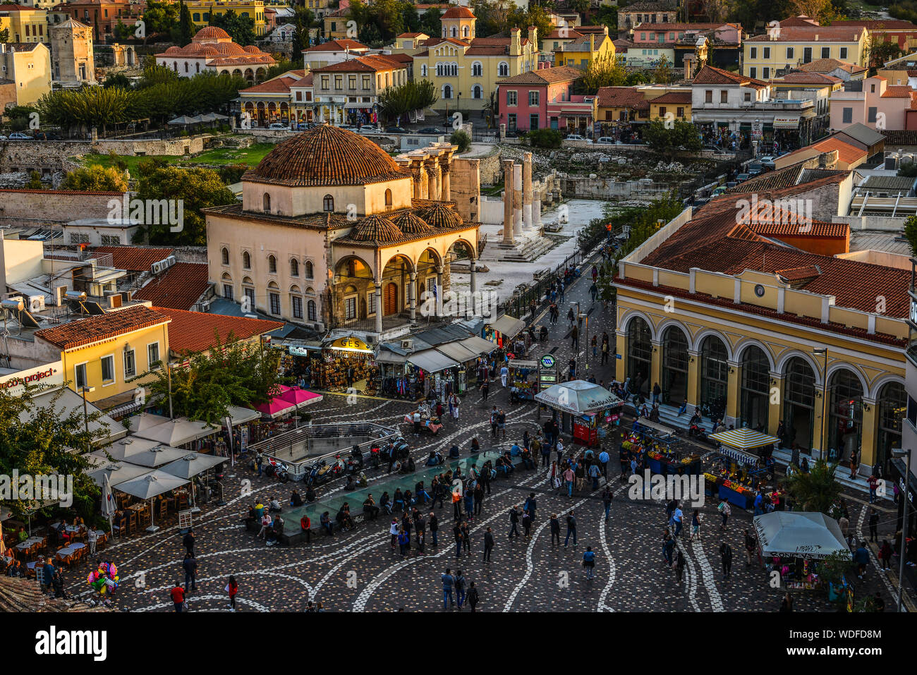 Athens, Greece - Oct 12, 2018. Night scene of Monastiraki Square and ...