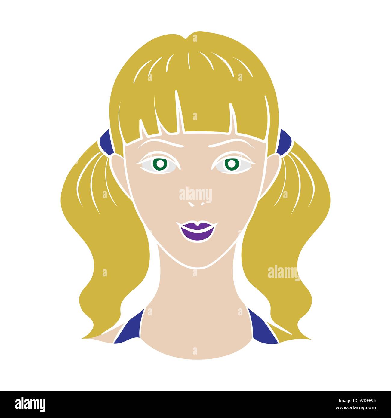 Avatar girl with pink hair.Avatar and face single Icon in colour style ...