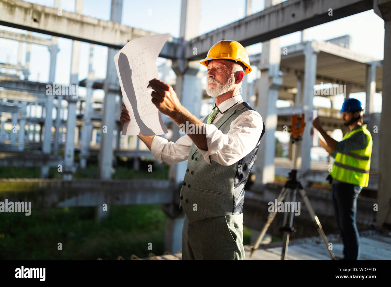 Group of construction engineer working in construction site Stock Photo ...