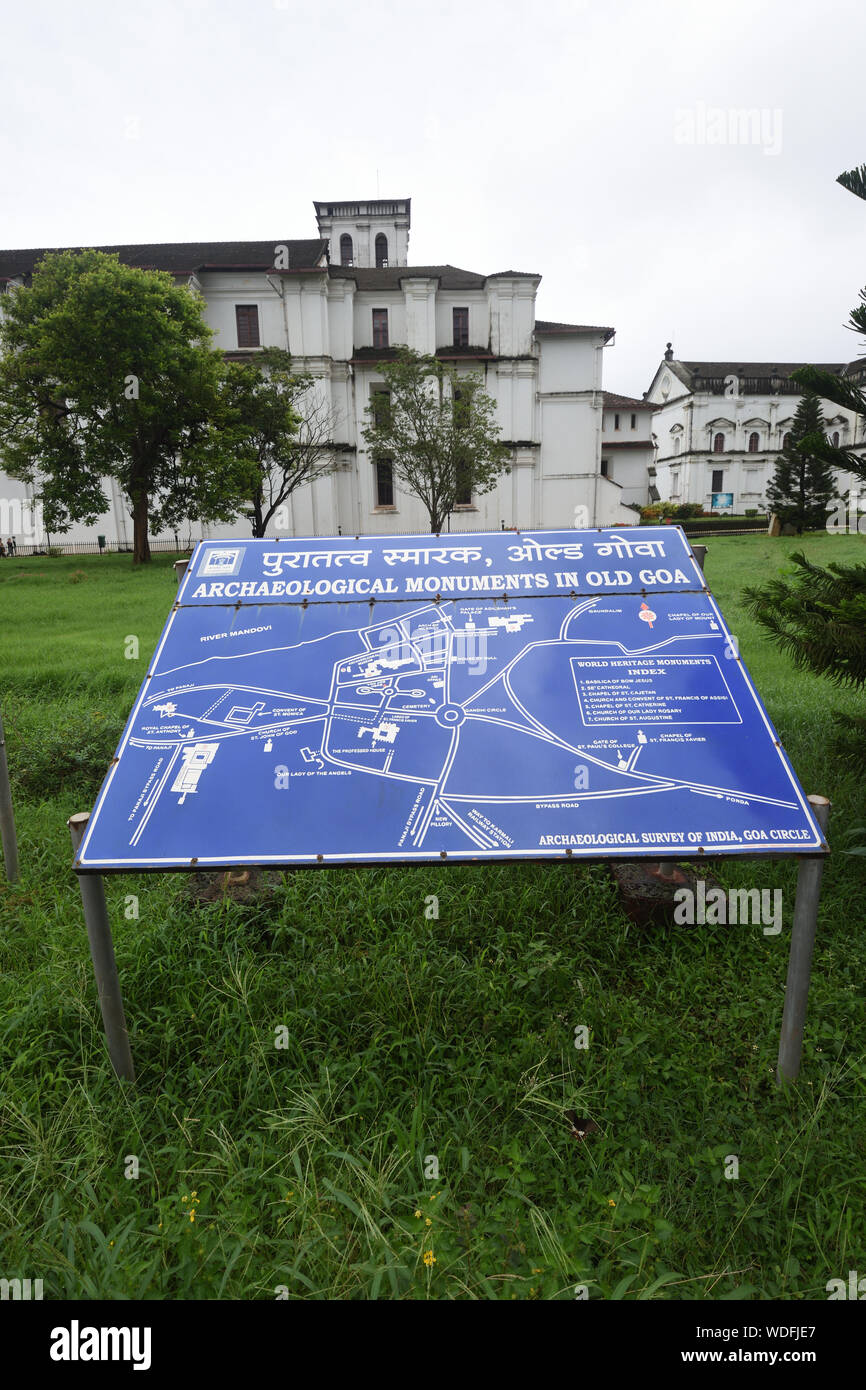 ASI Map of the Archaeological Monuments in Old Goa. ASI complex. Old ...