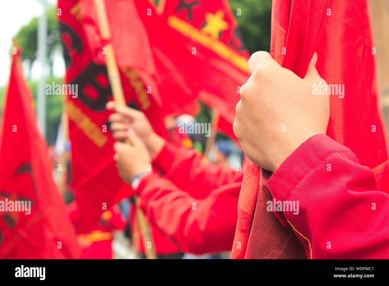 Flags hands hi-res stock photography and images - Alamy