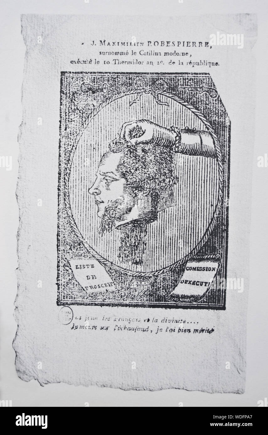 Book illustration representing the head of the French revolutionary ...
