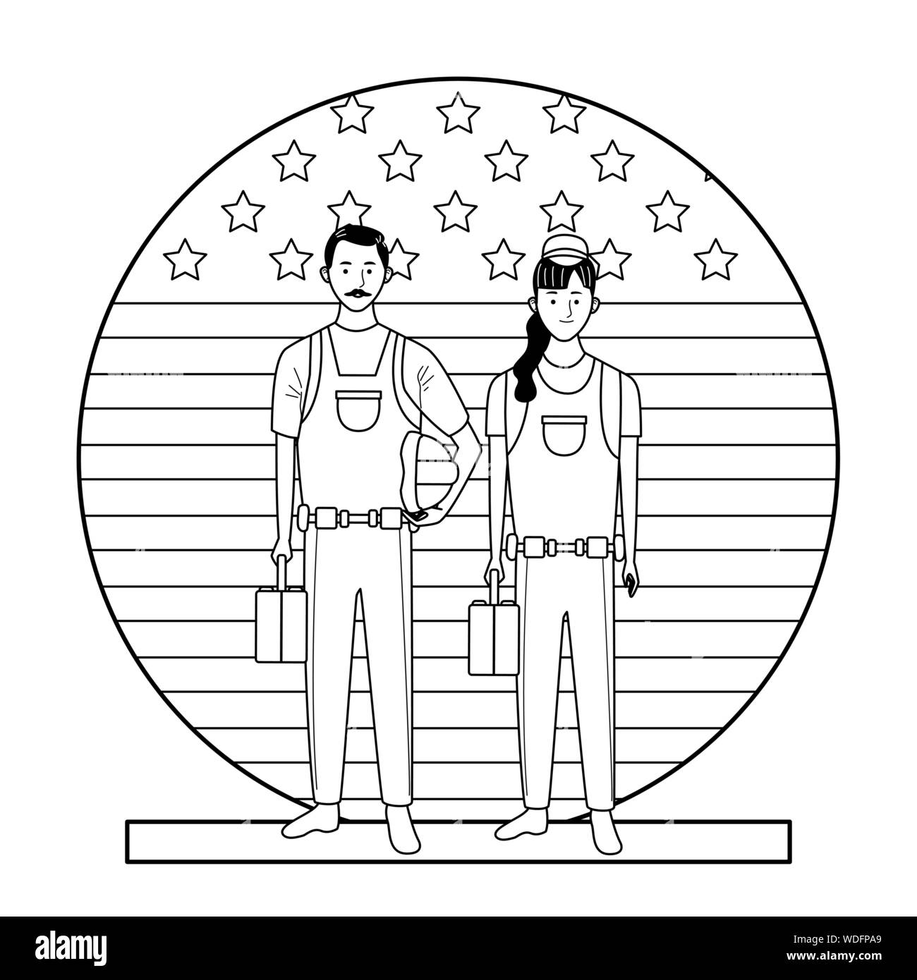 Industrial workers cartoon Black and White Stock Photos & Images - Alamy