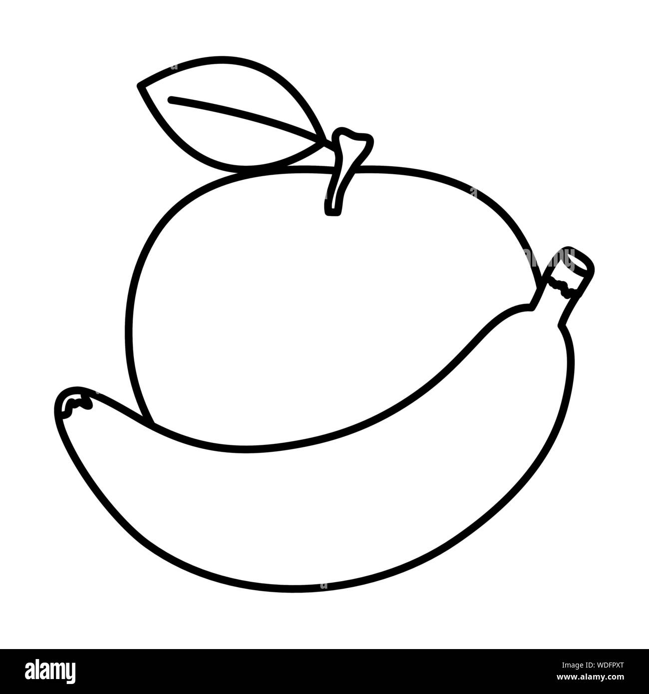 fresh apple and banana fruits vector illustration design Stock Vector ...