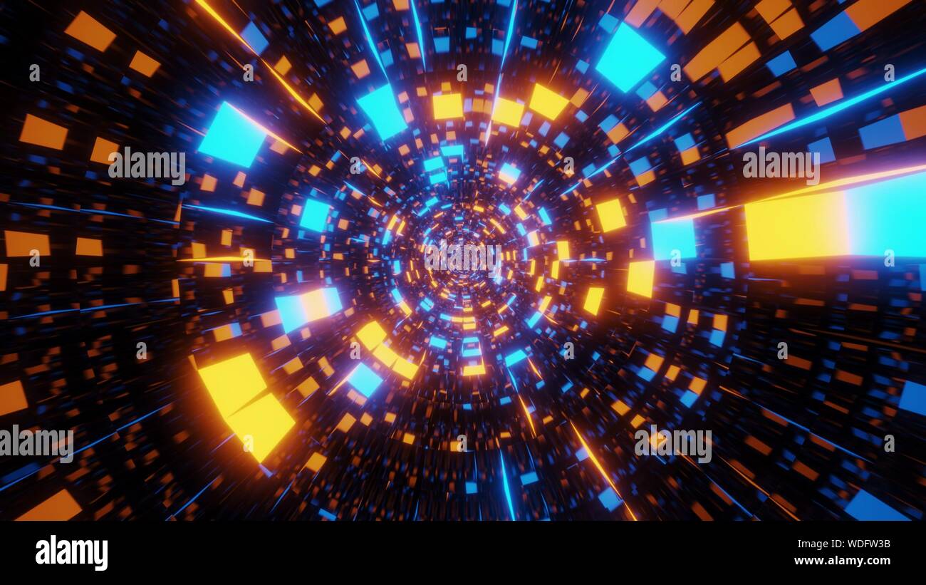 abstract glowing and reflective pattern tunnel design 3d illustration ...