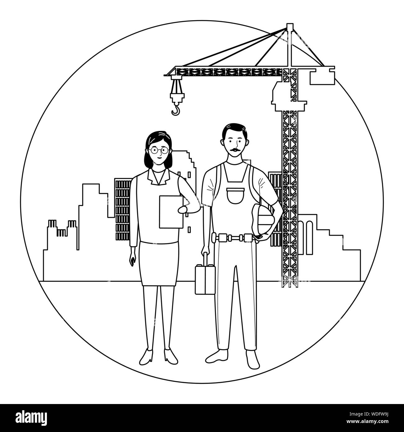 Industrial workers cartoon Black and White Stock Photos & Images - Alamy