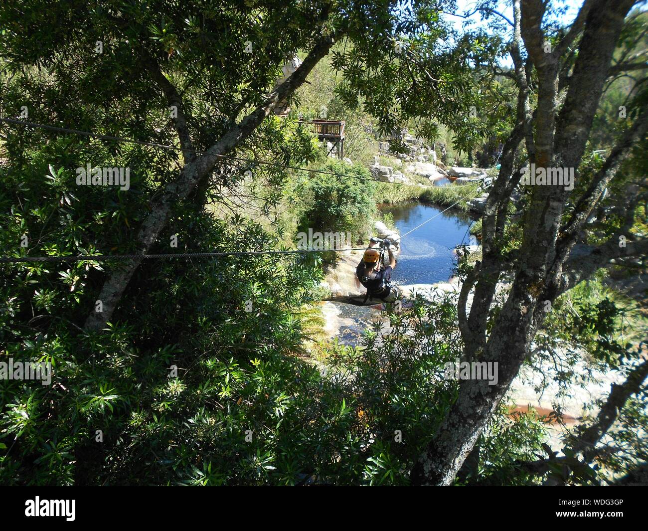 Person zip lining hi-res stock photography and images - Alamy