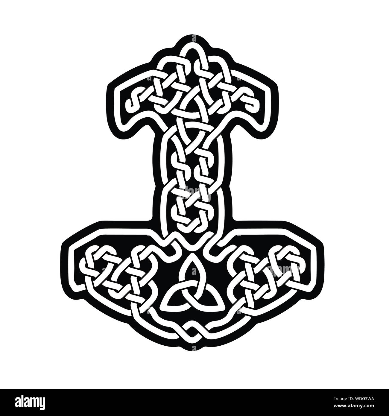 The famous hammer Mjolnir in black and white Stock Vector Image & Art ...