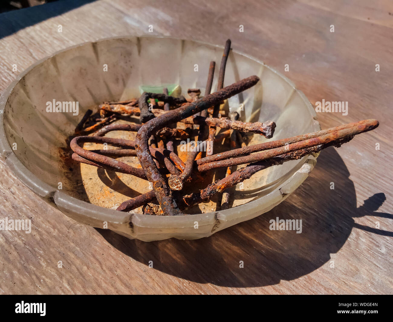 Rusty nails in fence hi-res stock photography and images - Alamy
