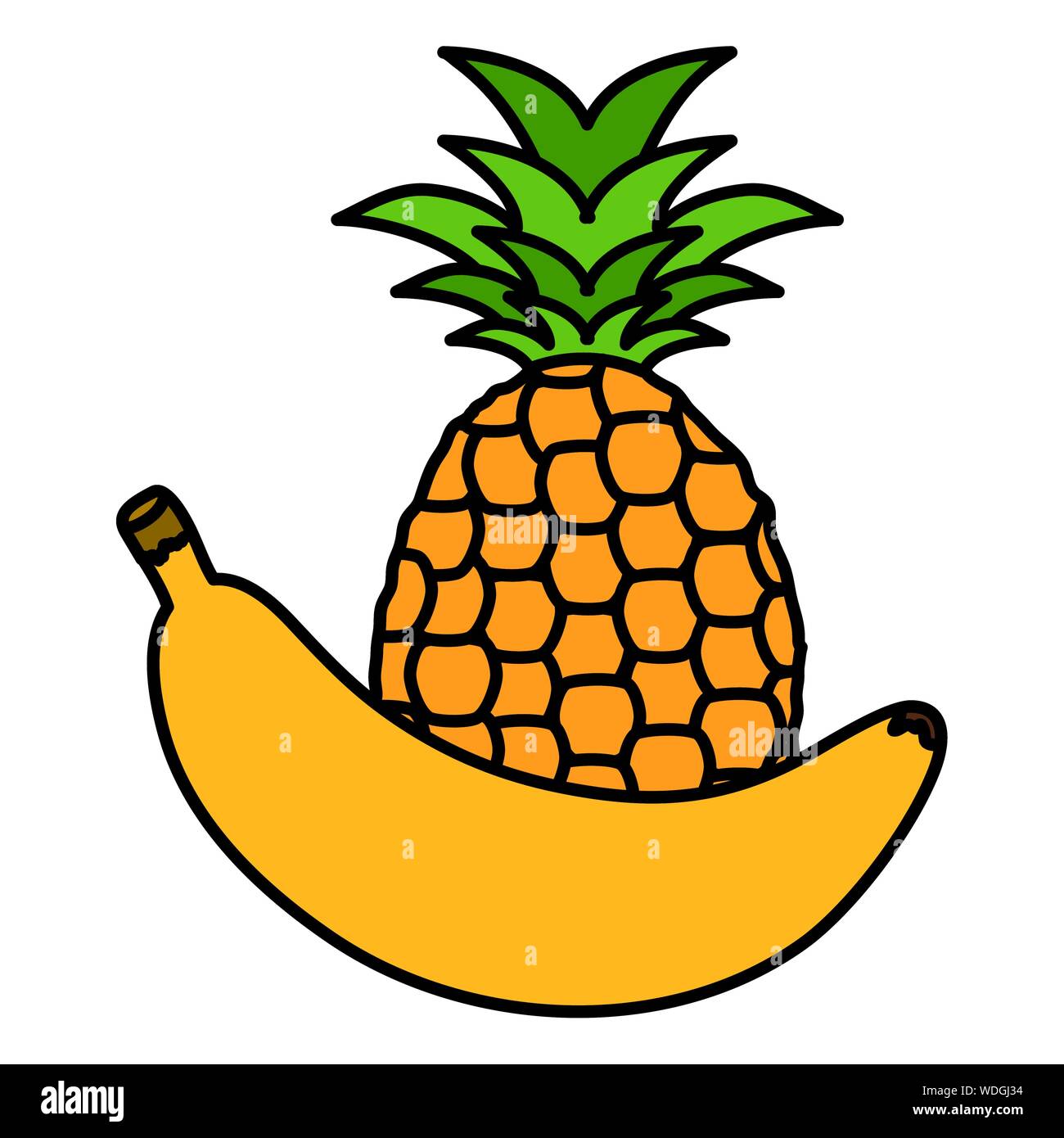 fresh banana and pineapple fruits vector illustration design Stock ...
