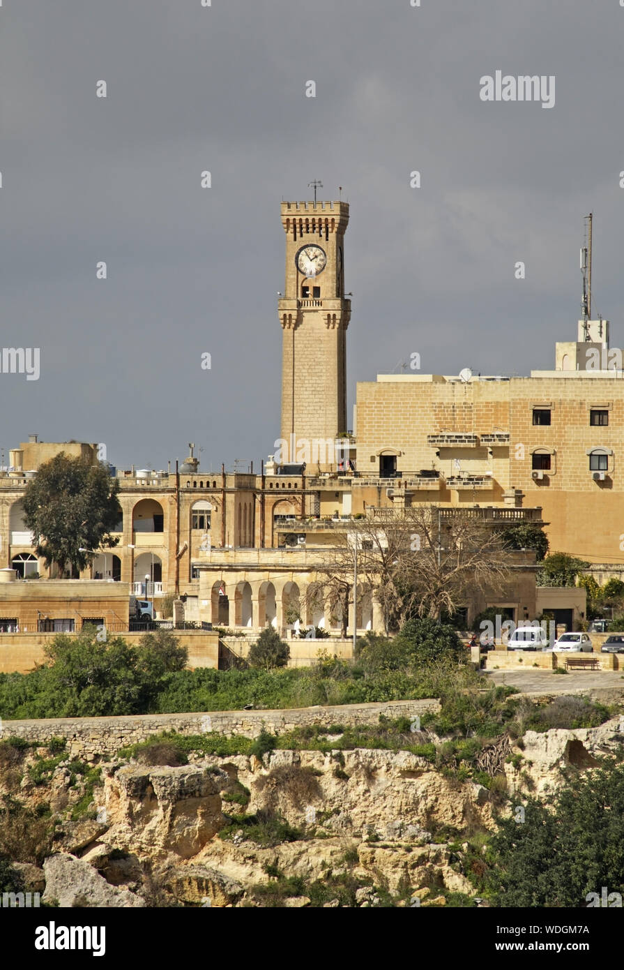 Clock tower in Mtarfa. Malta Stock Photo - Alamy