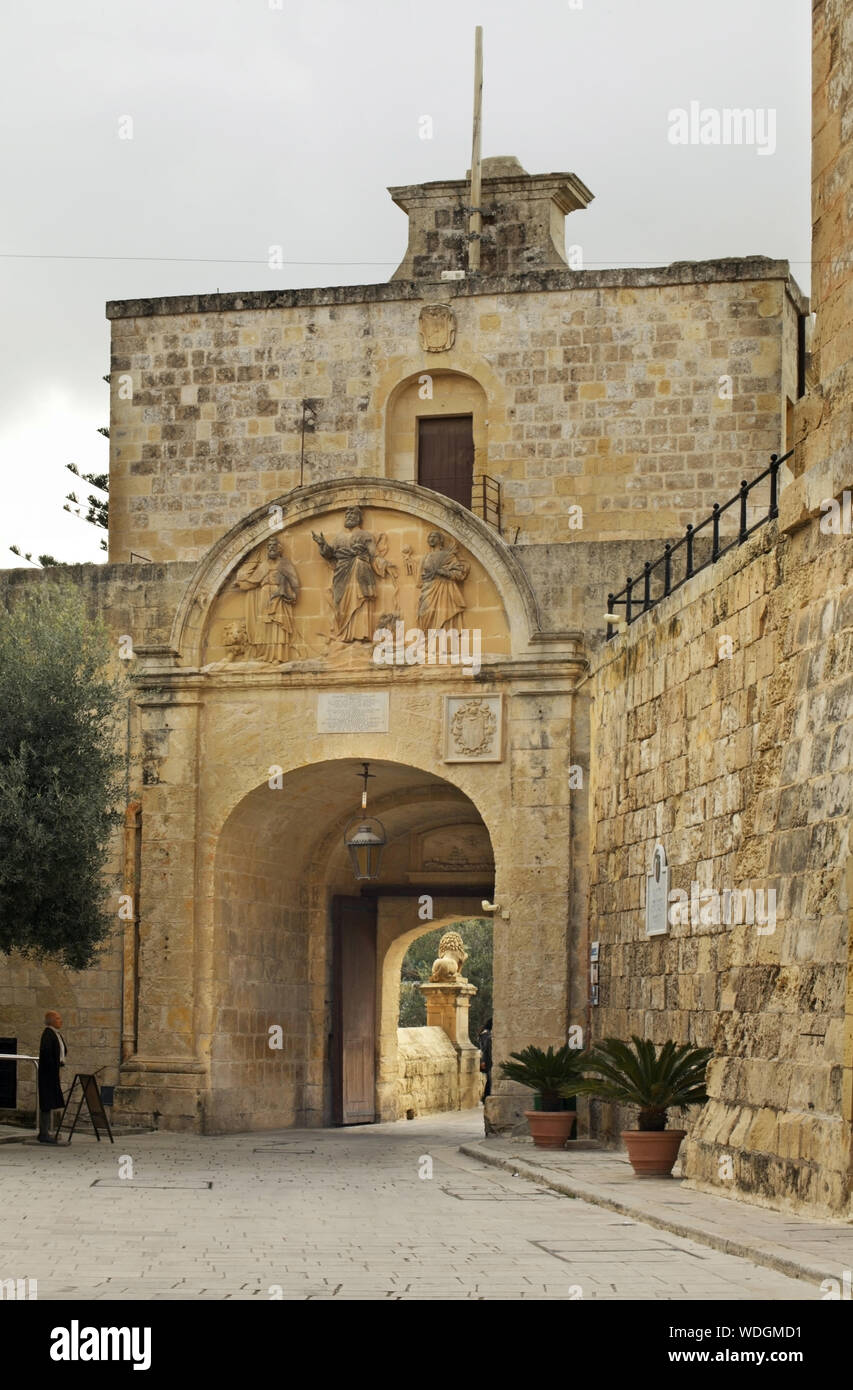 Main gate in Mdina Malta Stock Photo - Alamy