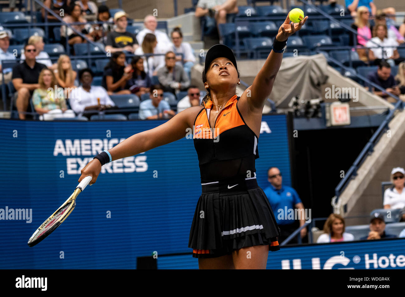 Naomi Osaka (JPN) competing in the first round of the 2019 US Open ...