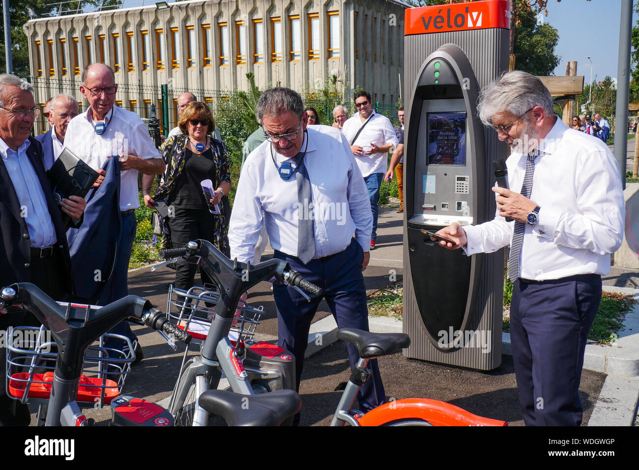 Opening of a brand new Velo'V station, Gerland, Lyon, Rhône, France ...