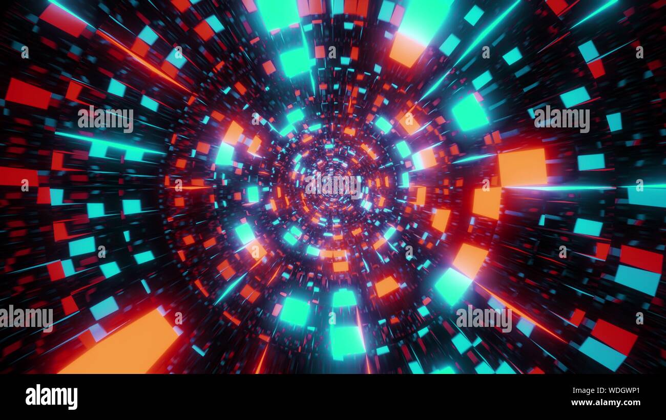 abstract glowing and reflective pattern tunnel design 3d illustration ...