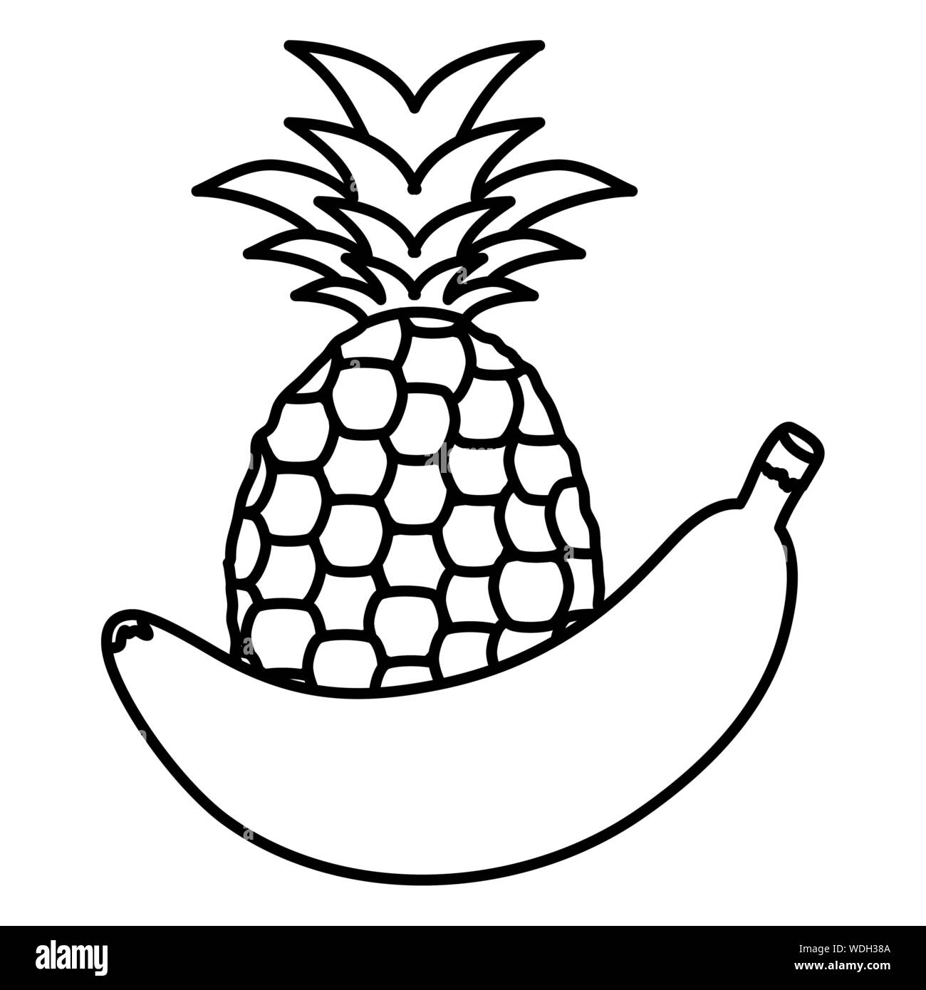 fresh banana and pineapple fruits vector illustration design Stock ...