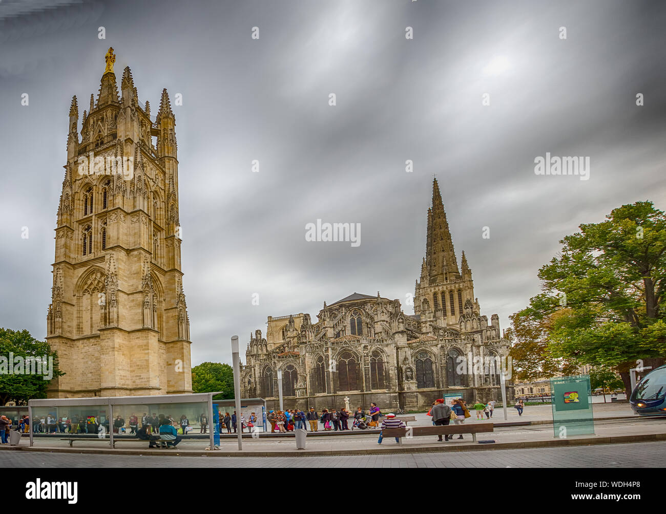 Pey Berland Cathedral and Tower, in the city of Bordeaux. France Stock ...