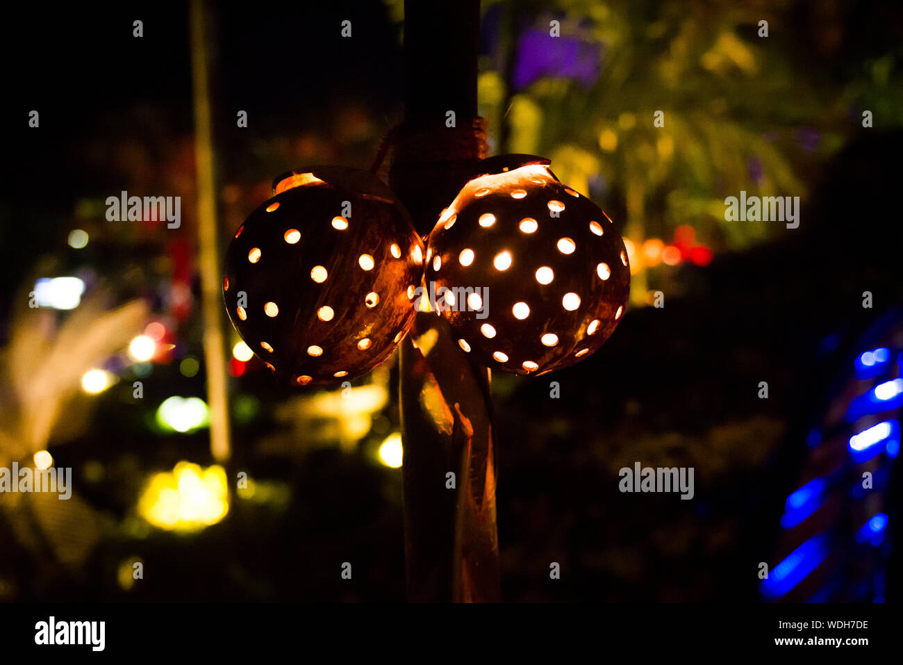 Coconut shell spherical lamp / Vertical Stock Photo - Alamy