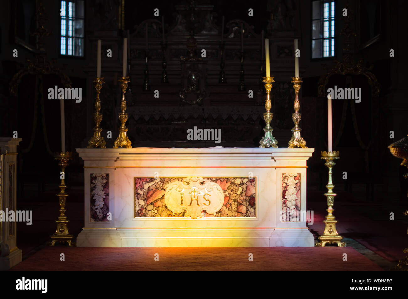 Altar of a church, illuminated by the sun Stock Photo - Alamy