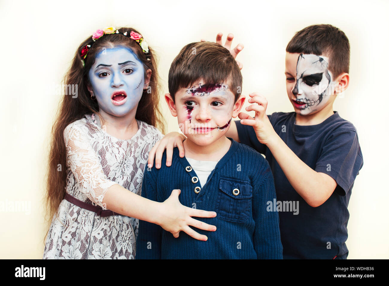 zombie apocalypse kids concept. Birthday party celebration facepaint on ...