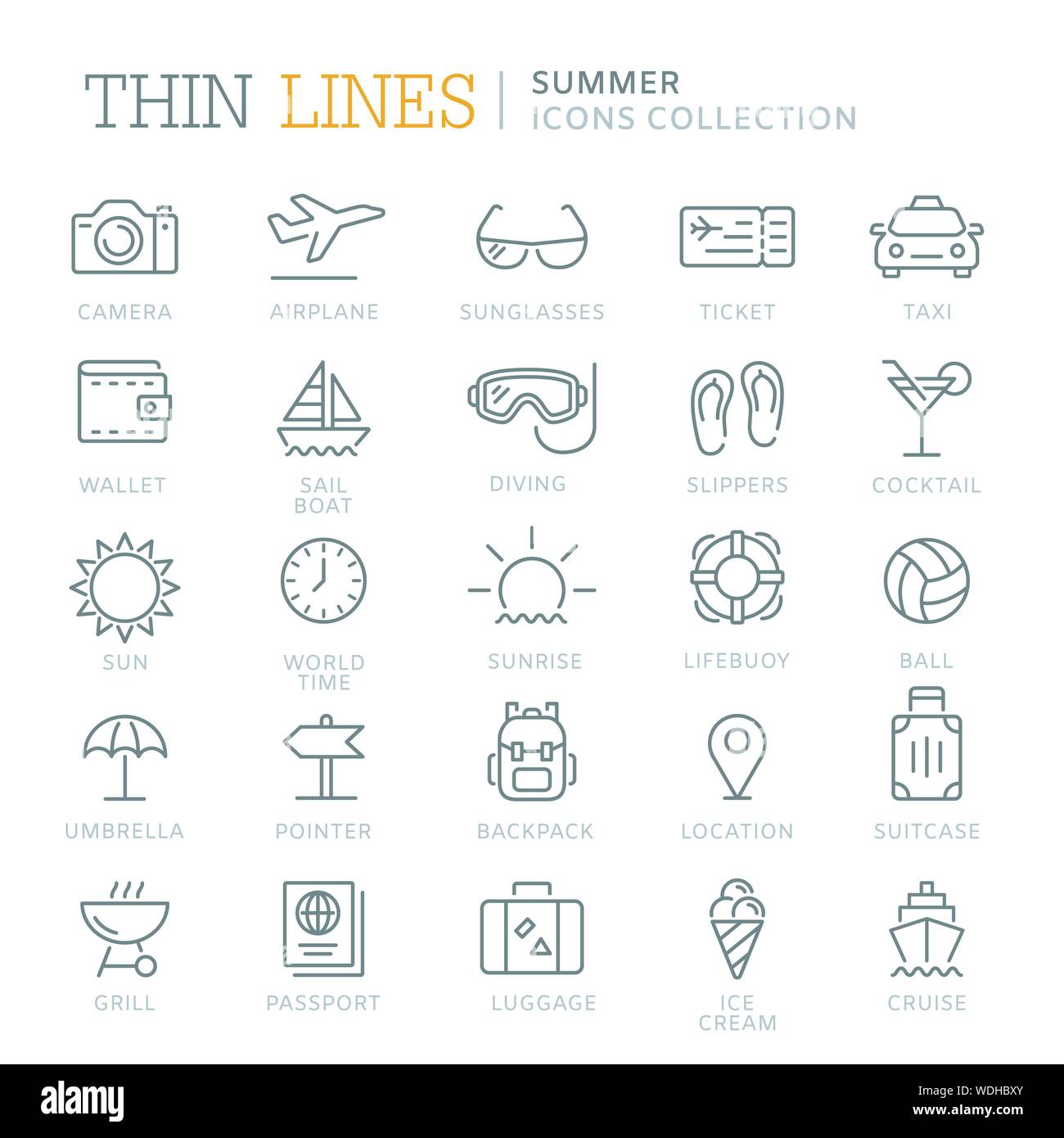 Summer outline icons Stock Vector Images - Alamy