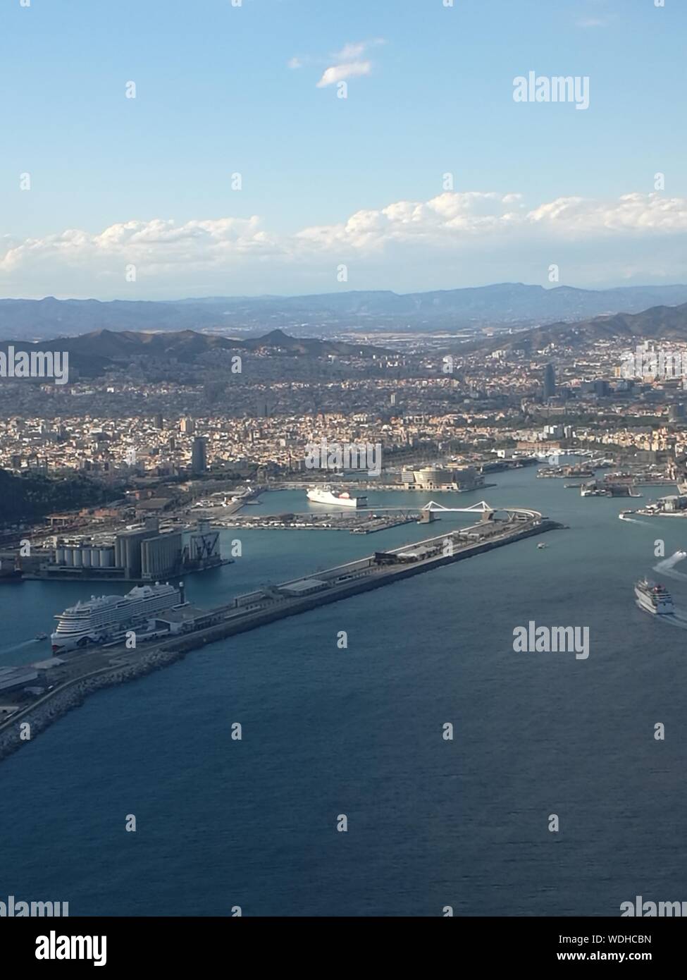 Aerial View Of City At Waterfront Stock Photo - Alamy