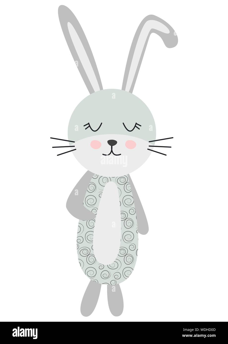 Cute cartoon rabbit in scandinavian style. Childish print for nursery ...