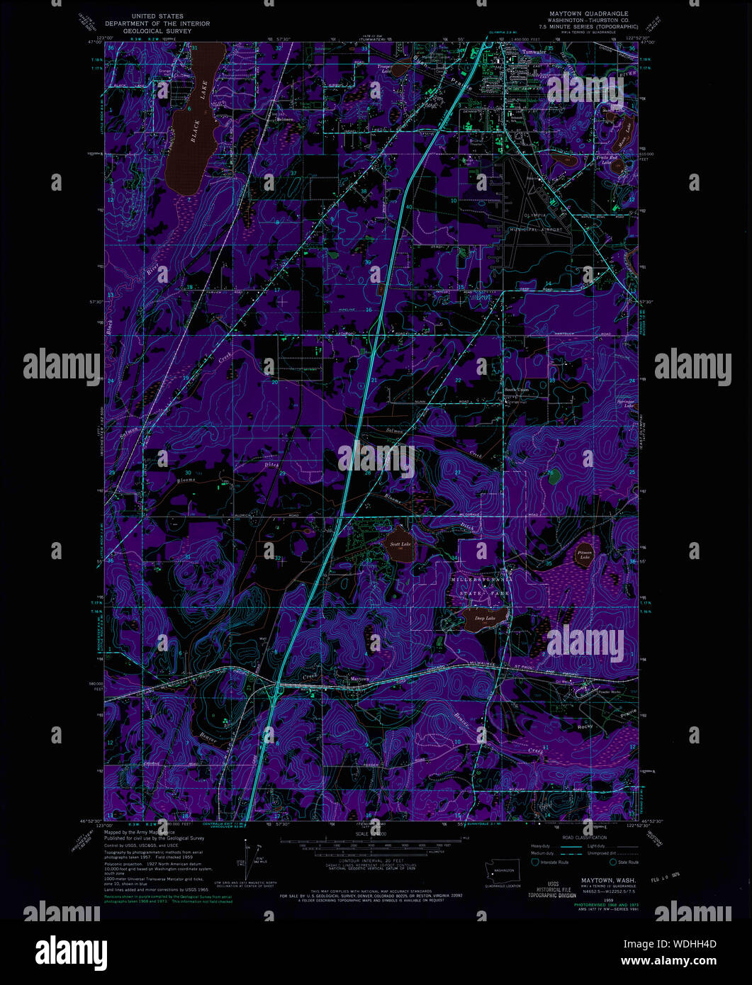 USGS Topo Map Washington State WA Maytown 242229 1959 24000 Inverted ...