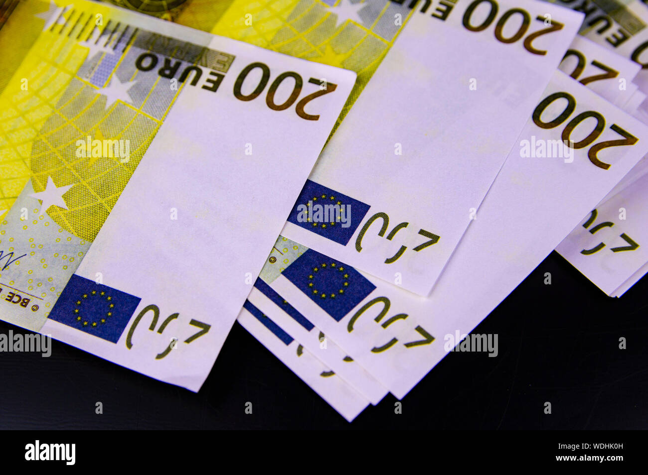 European currency euro on a black background. Money. Finance ...