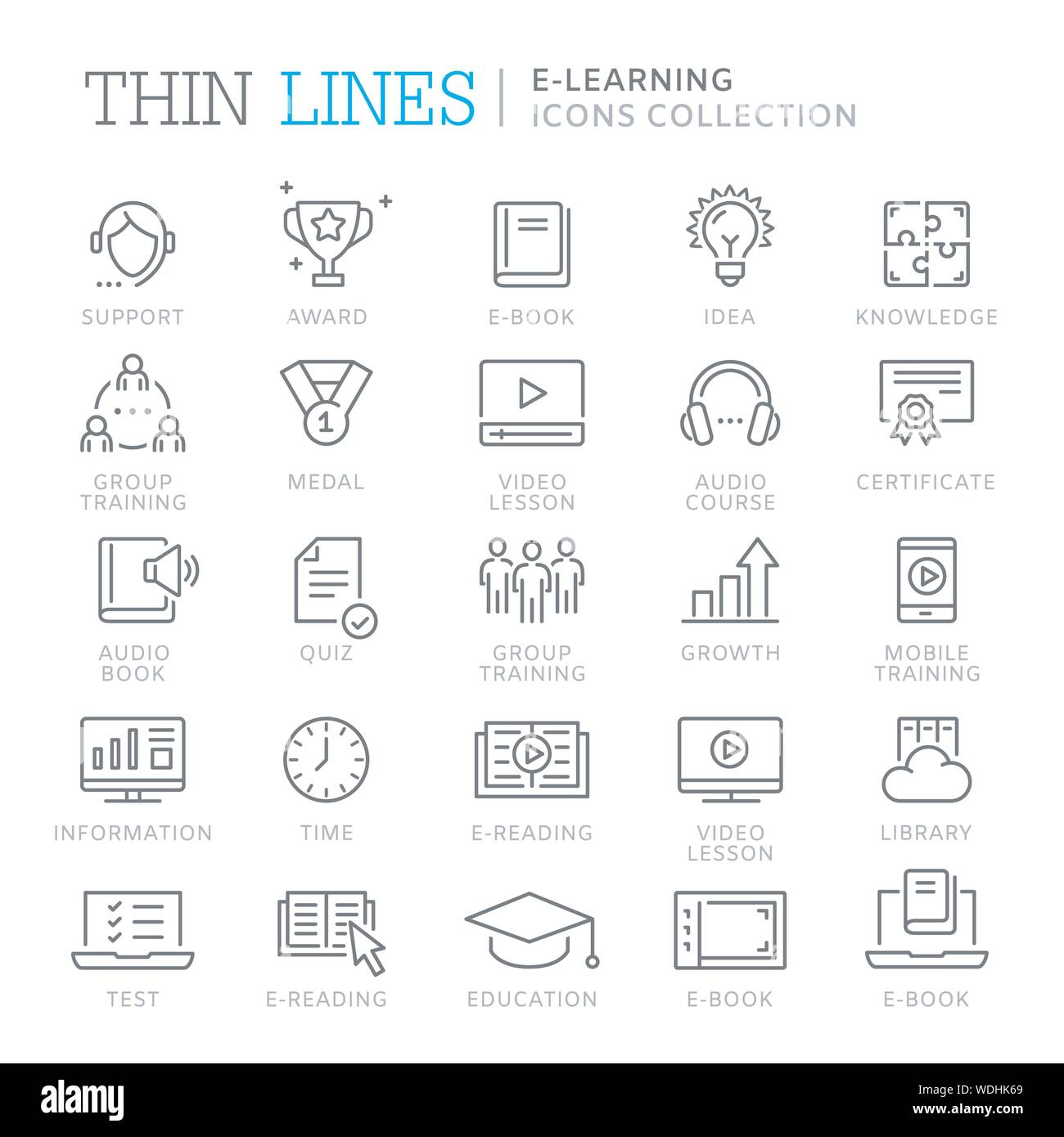 E learning icons set hi-res stock photography and images - Alamy