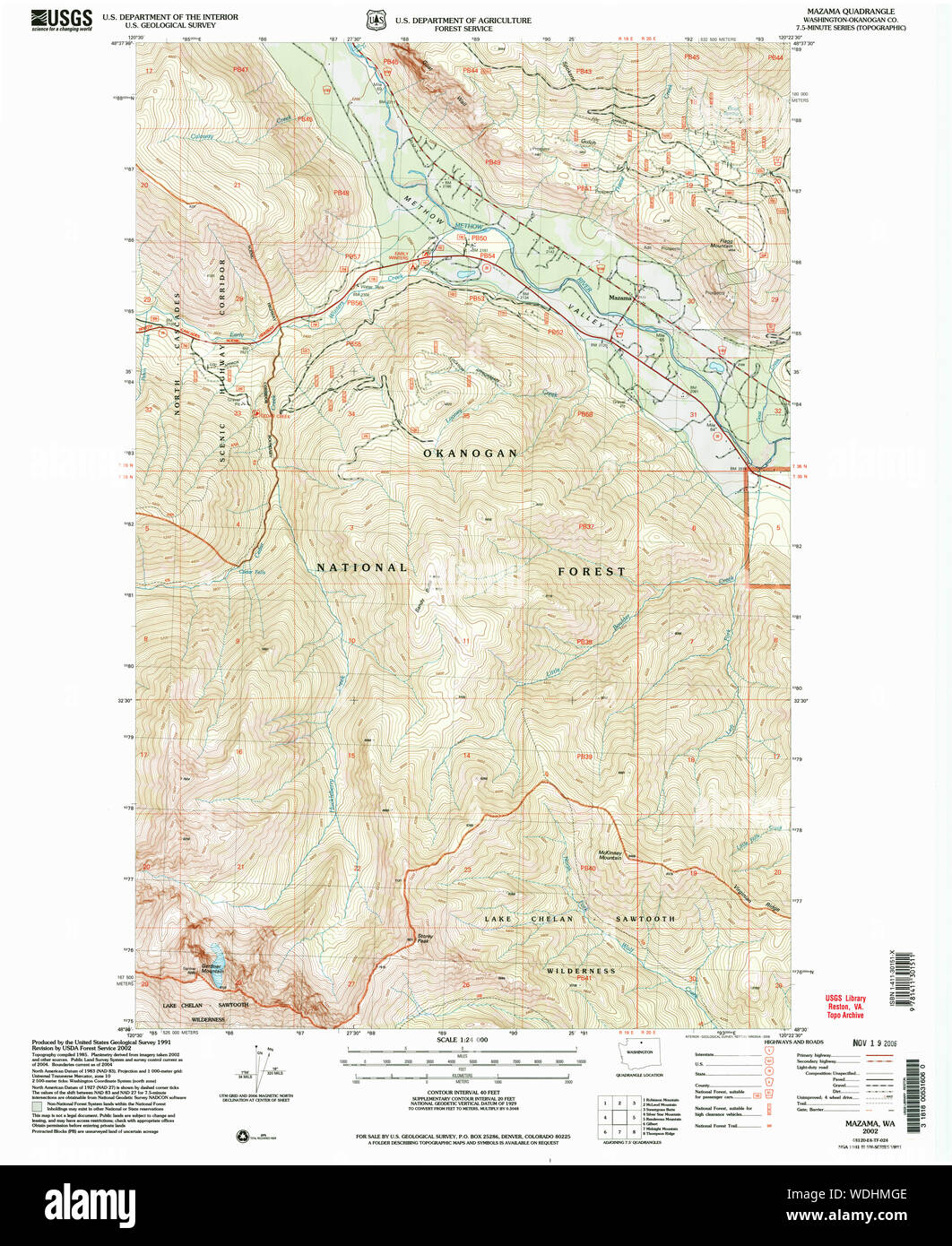 USGS Topo Map Washington State WA Mazama 242233 2002 24000 Restoration ...