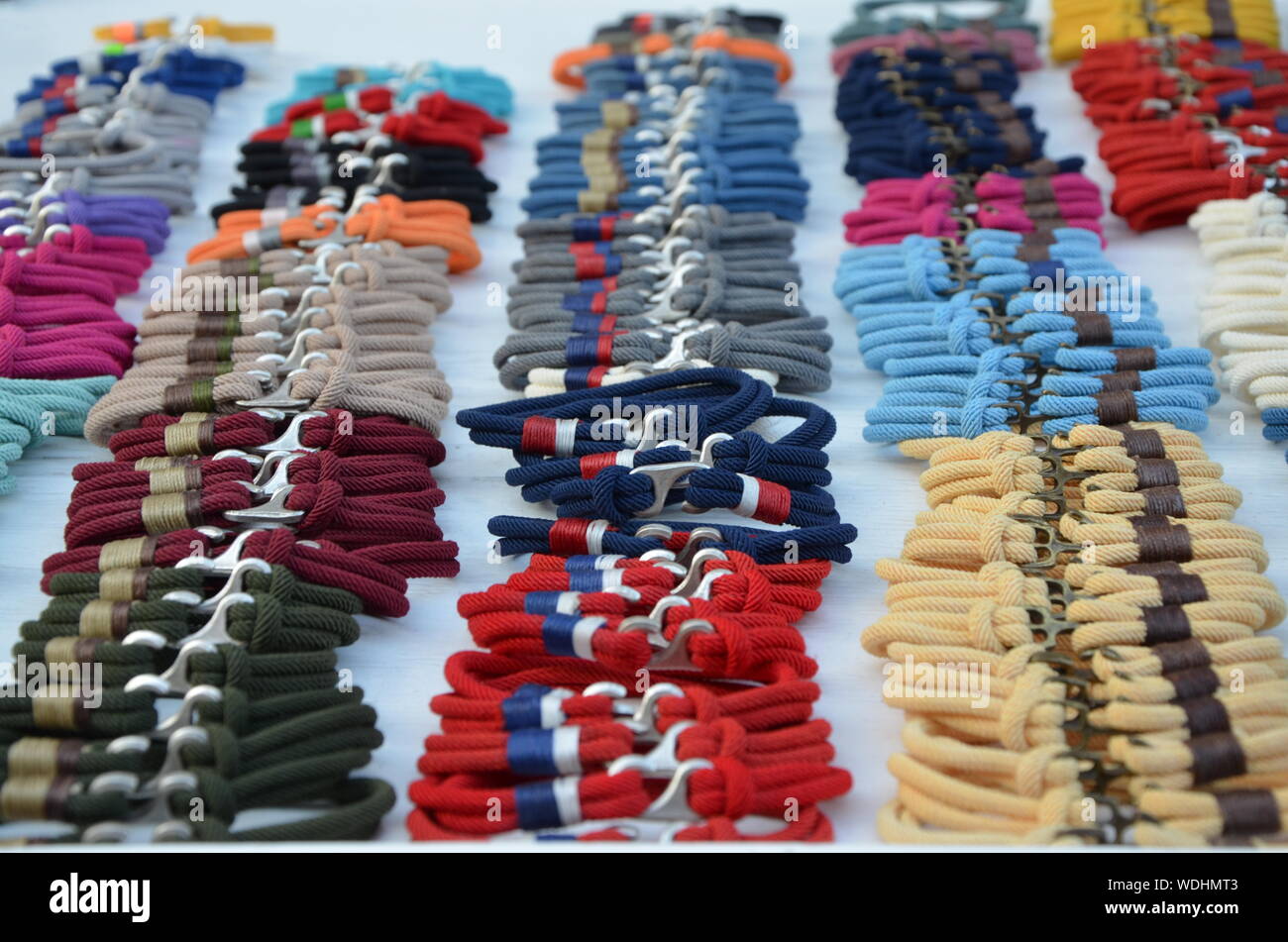 Stack Of Multi Colored Ropes Stock Photo - Alamy