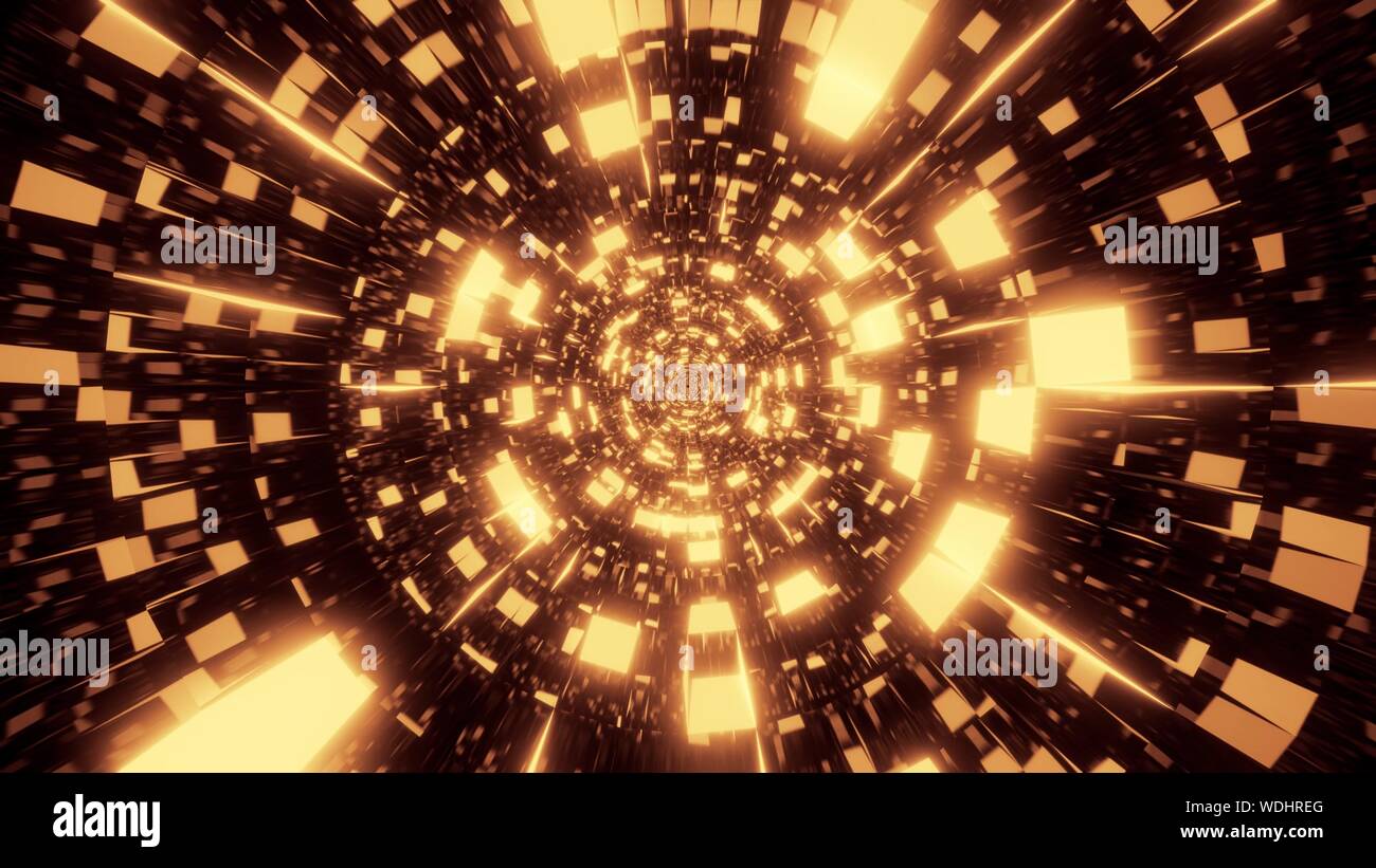 abstract glowing and reflective pattern tunnel design 3d illustration ...
