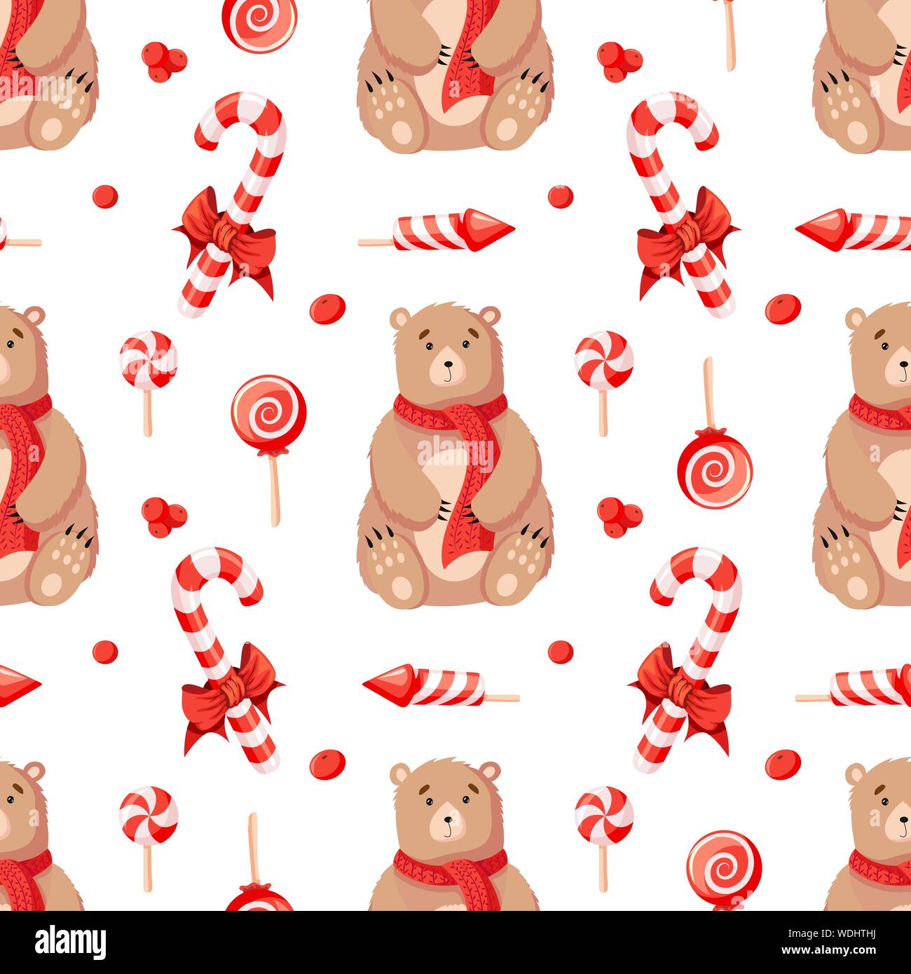 Seamless Christmas Winter pattern background with bears and holiday ...