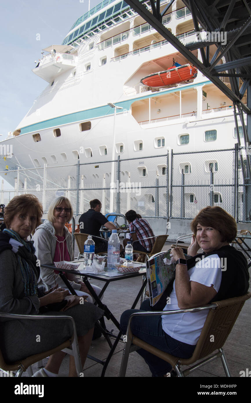 Ship in Halifax harbour Nova Scotia Canada people eating and drinking ...