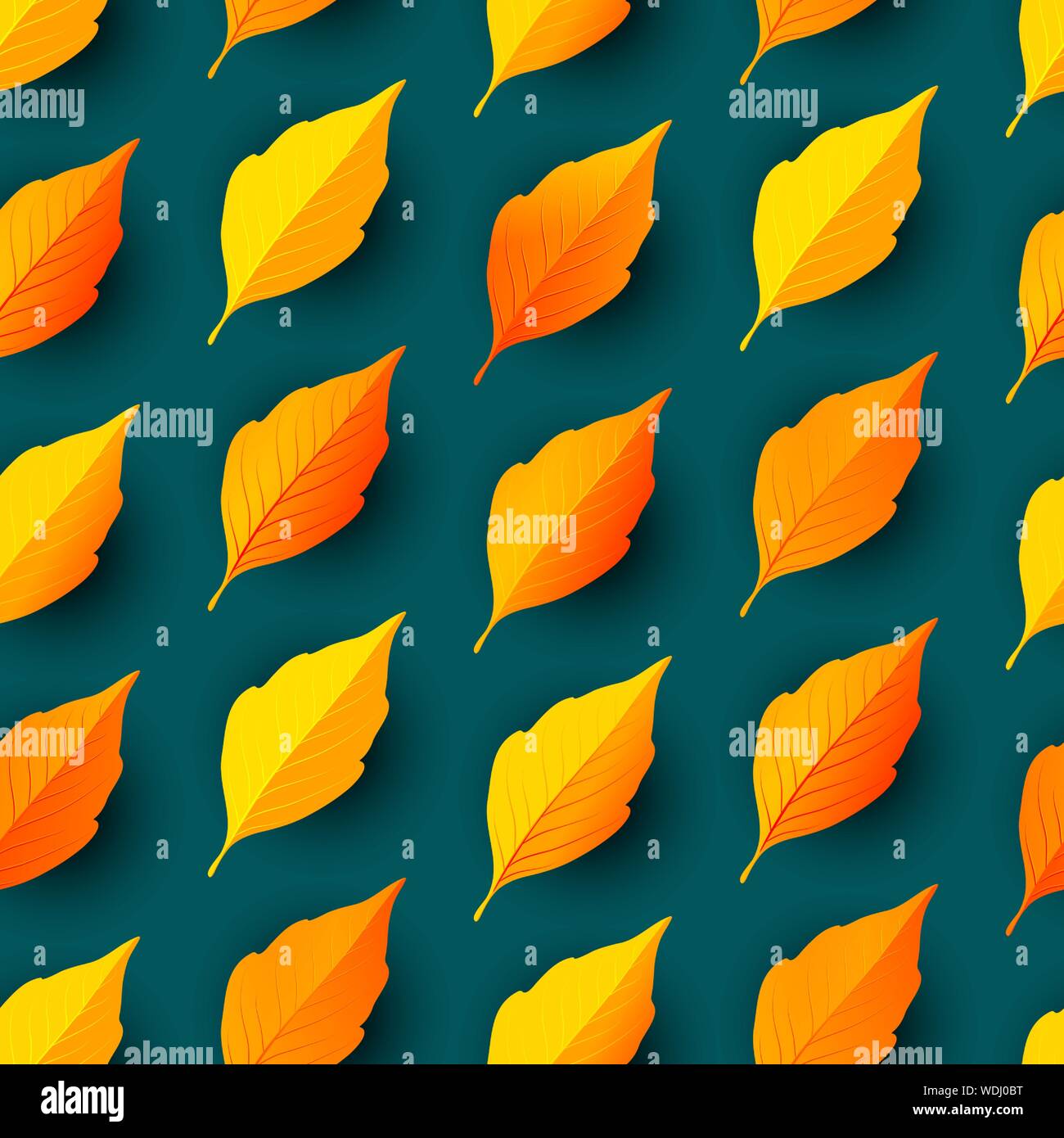Autumn Leaves Seamless Pattern Background Vector Illustration Stock